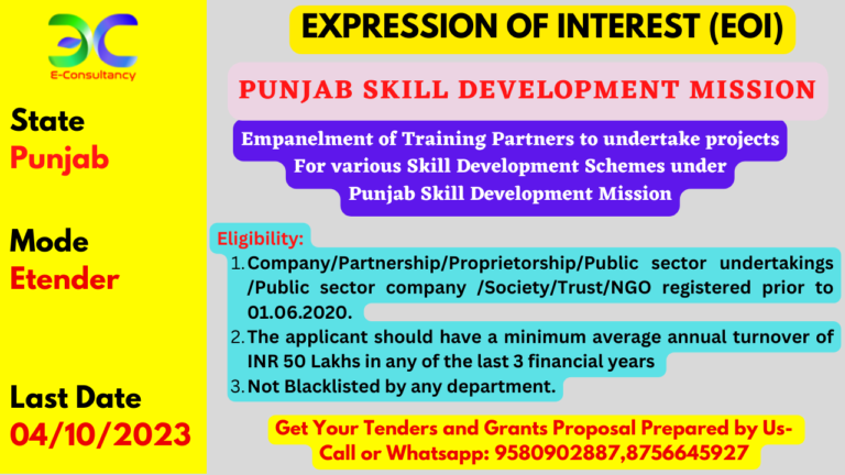 EOI for Punjab Skill Development Mission - 04/10/2023 - E-Consultancy